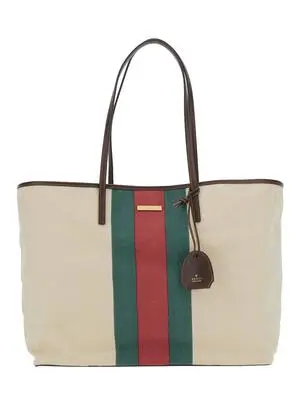 Gucci Canvas Tote With Web Detail - Multicolor