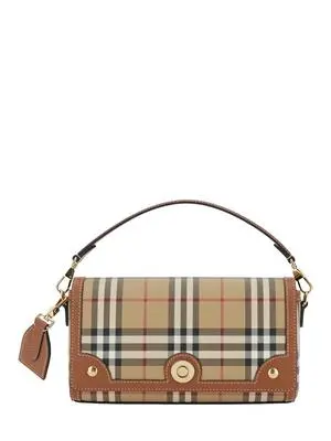 Burberry Beige Cotton Blend Check Motif Handbag - Multicolor