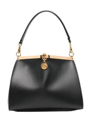 Etro Medium Leather Sailing Tote Bag With Pegasus Detail - Black