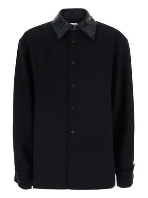 Bottega Veneta Wool Shirt With Intreccio Collar - Multicolor