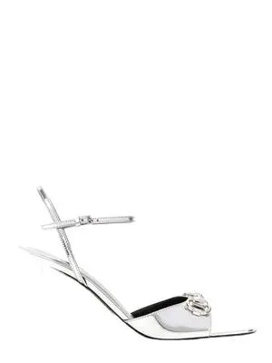 Gucci Leather Signora High Heel Sandals - Silver