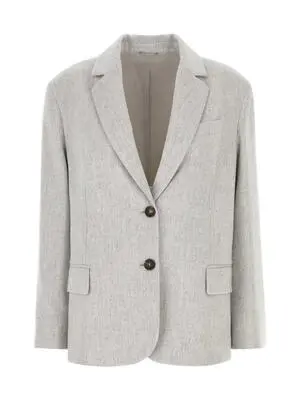 Brunello Cucinelli Light Grey Wool Blazer - Gray