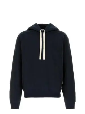 JIL SANDER Cotton Sweatshirt With Drawstring Hood And Logo Detail - Black