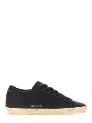 GOLDEN GOOSE Navy Leather Super-star Sneakers - Blue