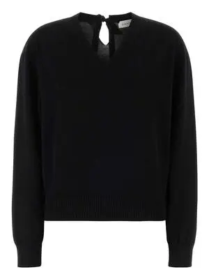 LANVIN Black Wool Blend Sweater With Back Tie Detail - Orange