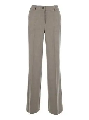 P.a.r.o.s.h Blend Wool Tailored Pants With Belt Loops - Cream
