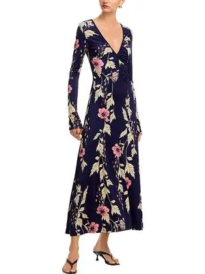 Johanna Ortiz Embroidered Maxi Dress - Navy/ecru