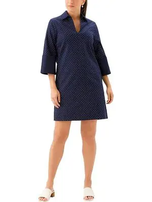 Karen Kane Collared Cuffed Sleeve Dress - Navy