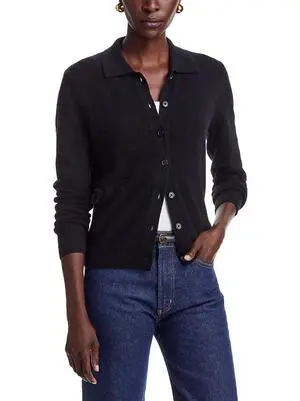 Bloomingdale'S C By Bloomingdale's Cashmere Button Front Polo Sweater Black