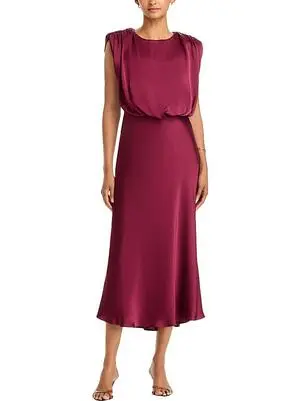 TOCCIN Flora Sleeveless Blouson Satin Dress - Wine