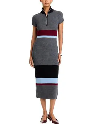 TOCCIN Toccin Dasha Half Zip Mock Neck Midi Dress