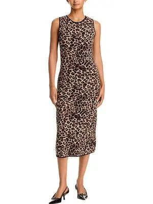 TOCCIN A-line Sleeveless Midi Dress In Leopard Print - Multi