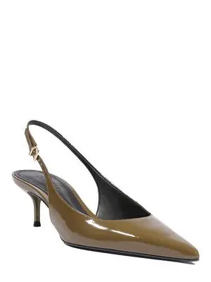 Schutz Paola Patent Mid Pointed Slingback Pumps - Dried Olive