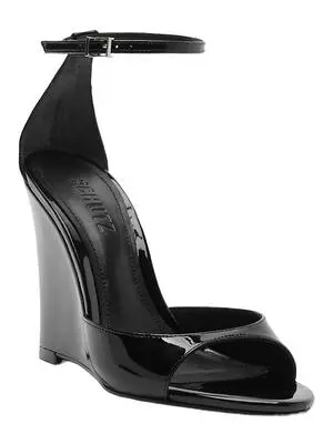 Schutz Scarlett Patent Wedge Sandals - Black