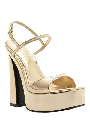 Schutz Arlene Patent Platform Sandals - Platinum