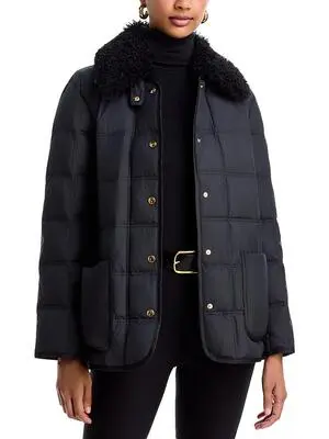 MONCLER Moncler Cygnes Quilted Down Jacket With Textured Collar And Belted Waist