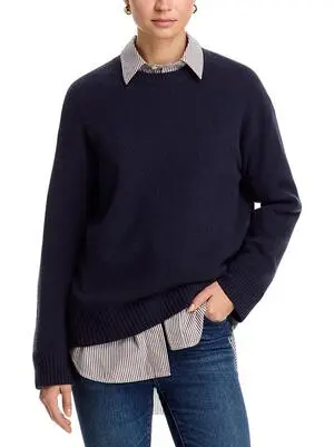 Bloomingdale'S Drop Shoulder Crewneck Sweater - Navy