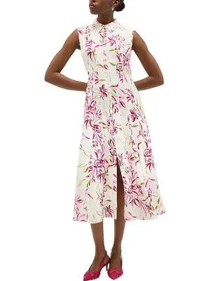 HOBBS LONDON Della Floral Midi Dress - Ivory Multi