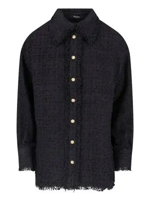Balmain Structured Cotton-polyamide Button-down Shirt - Black