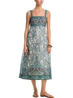 Veronica Beard Printed Linen & Silk Blend Dress - Ecru Multi