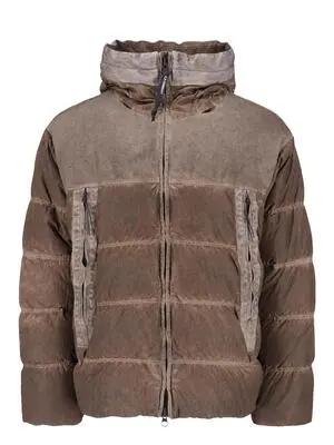 C.P. COMPANY Hooded Puffer Jacket - Brown