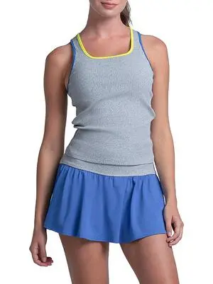 Lucky In Love Court Rib Racerback Tank - Gray