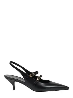 Celine Leather Mary Jane Slingback Pumps - Black