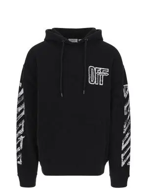 Off-White Graphic Print Pullover Hoodie - Black