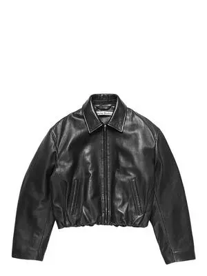 Acne Studios Cropped Leather Jacket - Black