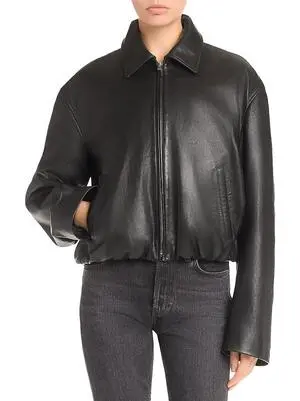 Acne Studios Cropped Leather Jacket - Black