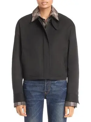 Acne Studios Check Trim Cotton Jacket - Black