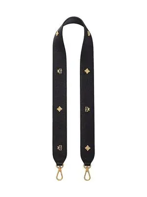 Mcm Pina Shoulder Strap In Studded Calfskin - Black