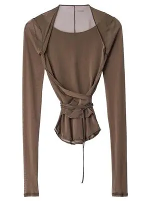 LEMAIRE Ballerina Knotted Long Sleeve Top - Brown
