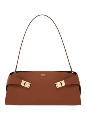 FERRAGAMO Hug E/w Leather Shoulder Bag - Brown