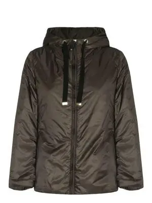 Max Mara Nylon Padded Blouson Jacket With Drawstring Hood And Zip Fastening - Green