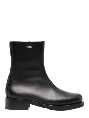Our Legacy Our Legacy Camion Leather Square Toe Zip Up Boots Black