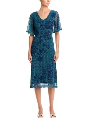 JOHNNY WAS Johnny Was Double V-Neck Mesh Midi Dress