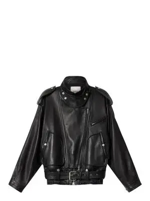 Isabel Marant Étoile Farza Leather Biker Jacket - Black