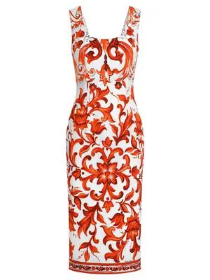 Dolce & Gabbana Majolica-print Charmeuse Dress - Multicolor