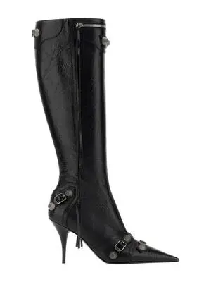 Balenciaga Cagole Leather Knee-high Boots - Black