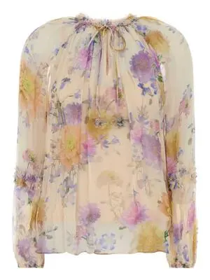 Zimmermann Printed Crepe Luna Blouse - Multicolor