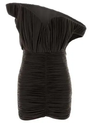 Magda Butrym Ruched One-shoulder Mini Dress - Brown