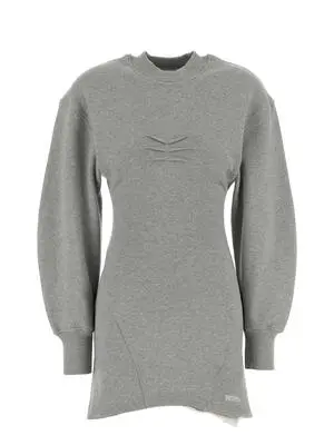 Attico Grey Cotton Sweatshirt Dress - Gray
