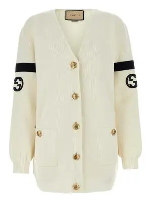 Gucci Ivory Wool Blend Cardigan - White