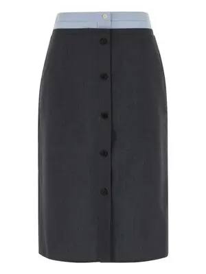 Prada Wool Blend Skirt - Gray