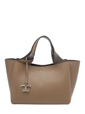 TOD'S TOD'S Mini T Timeless Handbag In Calf Leather Cream