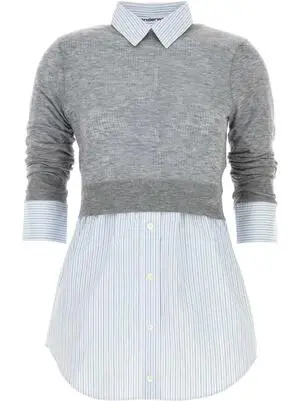 Alexander Wang Button-up With Sheer Crewneck - Multicolor