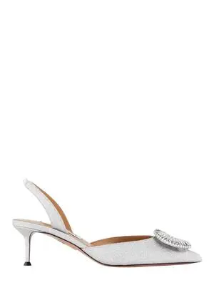 AQUAZZURA 105mm Crystal Embellished Sling Pumps - Silver