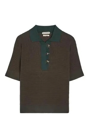 JW Anderson Waffle-knit Cotton-blend Polo Shirt - Green
