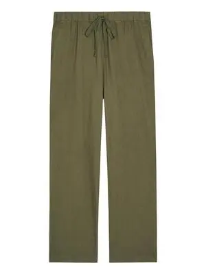 Eileen Fisher Straight-leg Cotton And Linen-blend Trousers - Olive